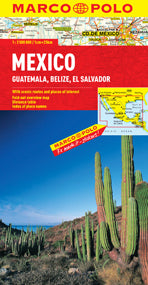 Mexico, Guatemala, Belize and El Salvador Road and Tourist Map. Marco