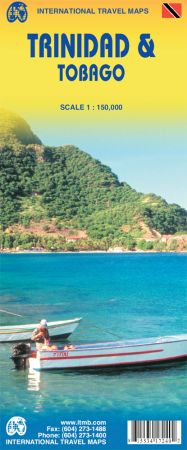 Trinidad and Tobago Road and Physical Travel Reference Map, West Indie